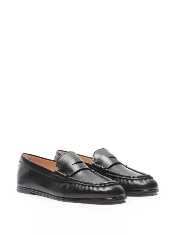STUART WEITZMAN Spencer Ruched-detail Leather Loafers