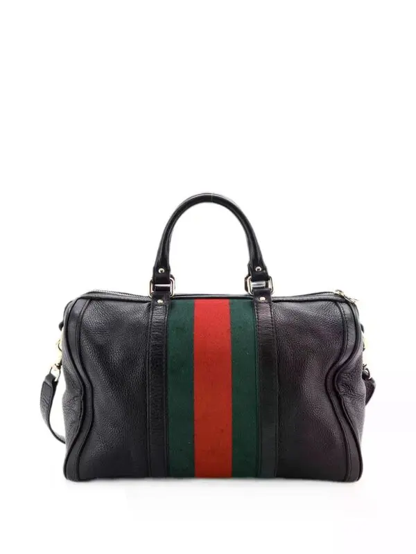 Gucci Vintage Web Boston Bag Leather Medium Satchel