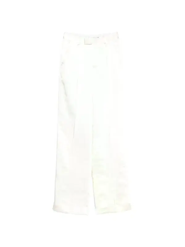 SELF-PORTRAIT Pleated Satin-finish Tailored Trousers - Neutrals