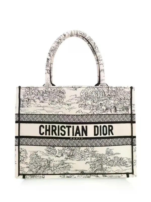 Dior 2020s Medium Book Tote Oblique Monogram Tote Bag - Neutrals