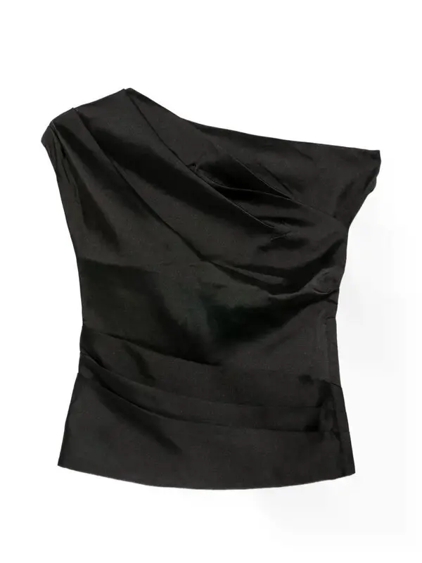 SELF-PORTRAIT Satin Asymmetric Draped Top