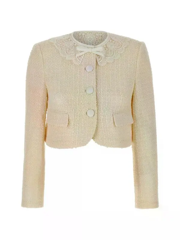 SELF-PORTRAIT Lace-collar Bouclé Jacket