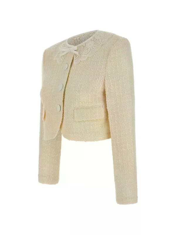 SELF-PORTRAIT Lace-collar Bouclé Jacket