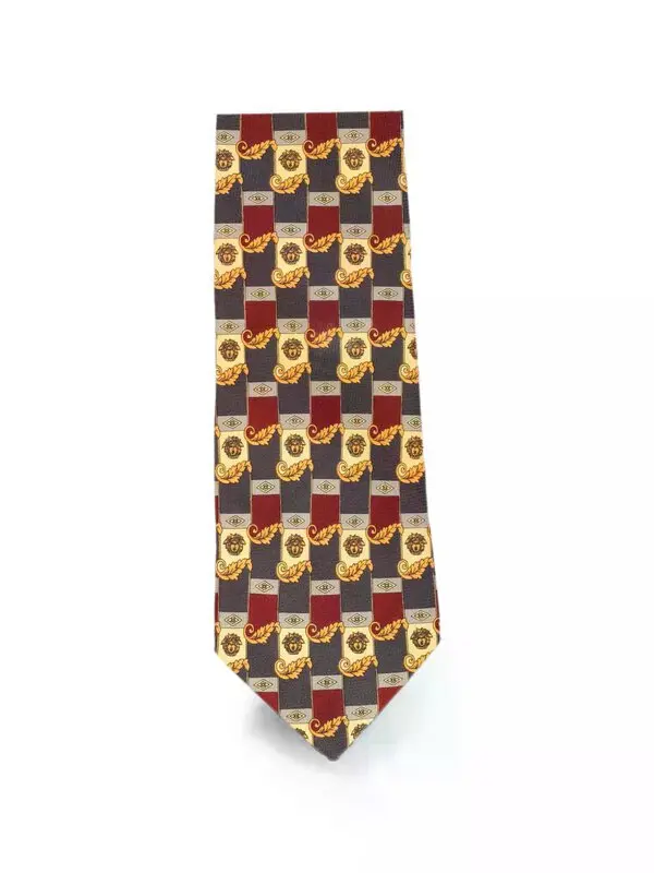 Versace Medusa Head Acanthus-leaf Pattern Tie - Red