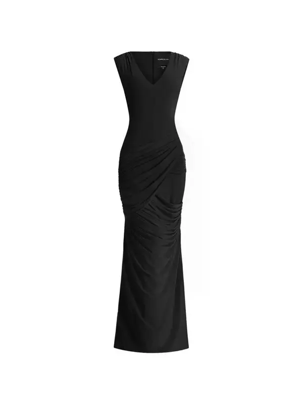 Manière De Voir Ruched Maxi Dress - Black