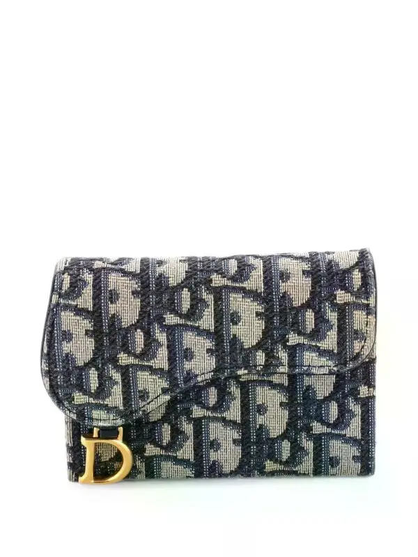 Dior Saddle 5-gusset Case Oblique Canvas Card Holder - Blue