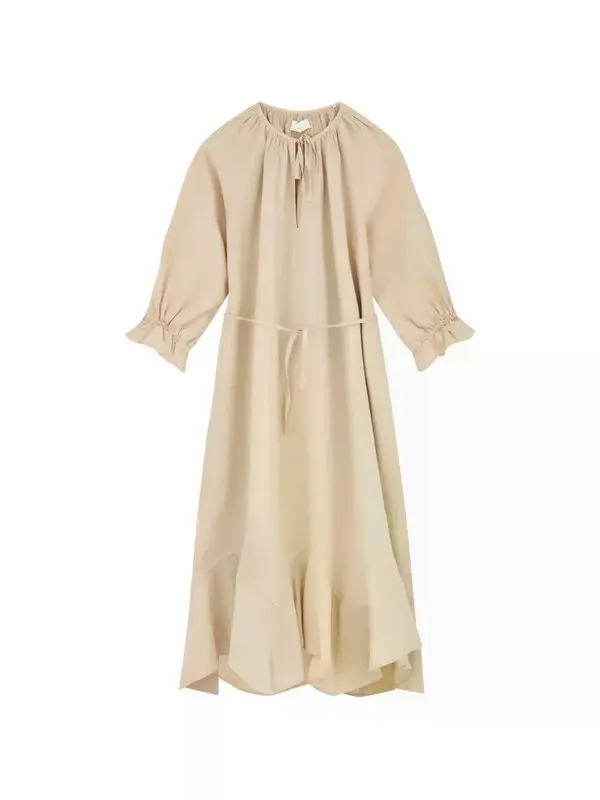 SKALL STUDIO Benedette Ruffled Tie-fastening Maxi Dress - Neutrals