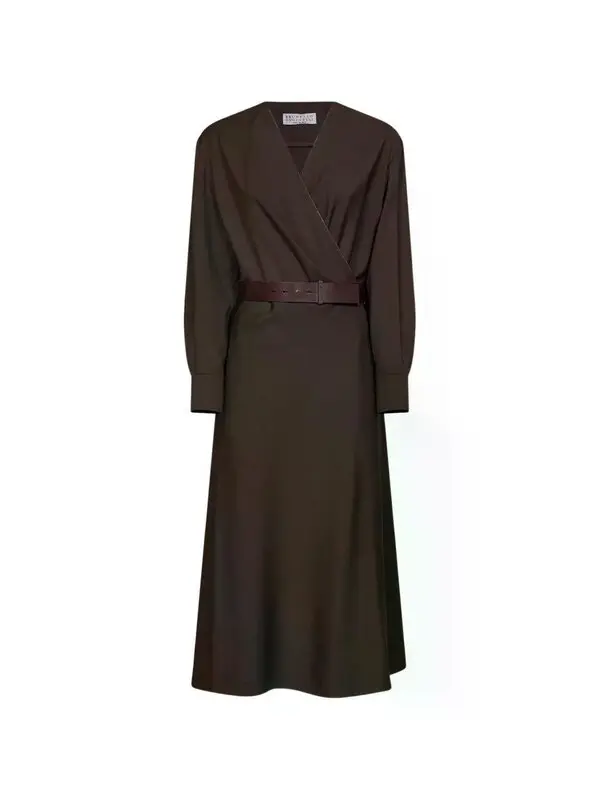 Brunello Cucinelli Monili Embellished Midi Dress - Brown