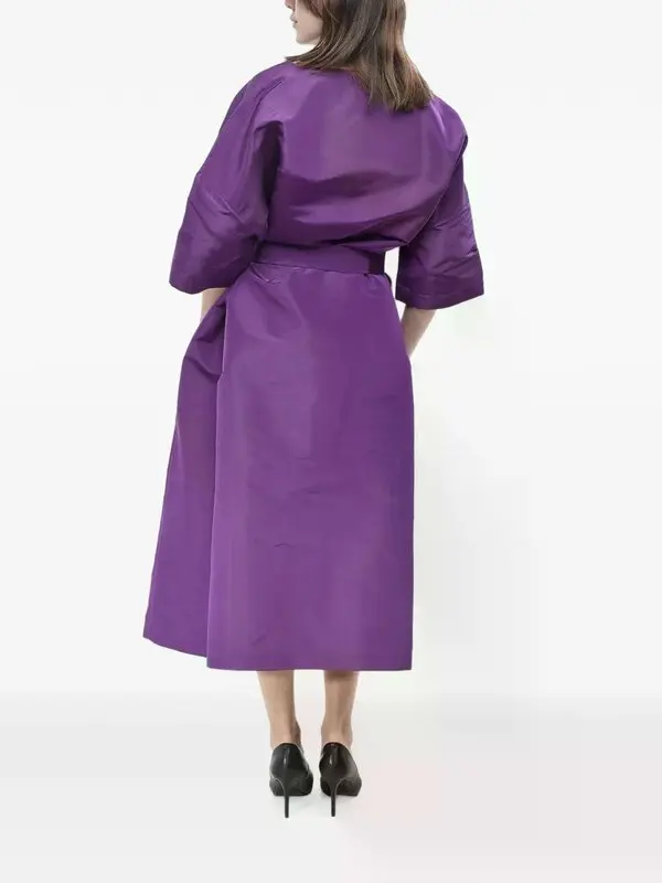 SUPER BLOND Belted Silk-organza Midi Dress - Purple