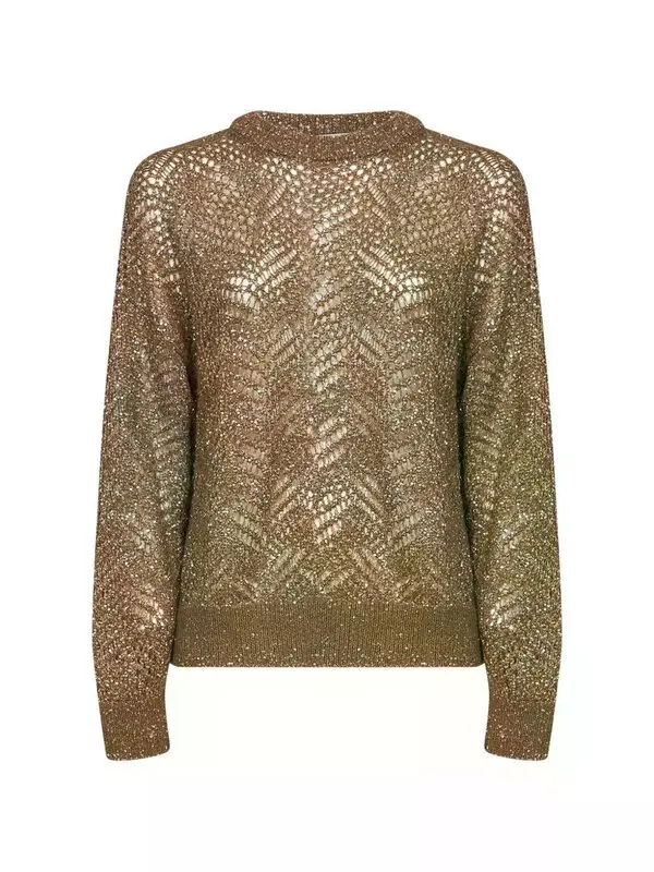Brunello Cucinelli Sequin-embellished Openwork-knit Sweater