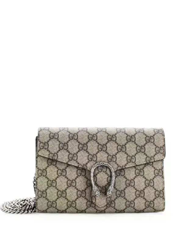Gucci Dionysus Chain Wallet Gg Coated Canvas Small Crossbody Bag - Brown