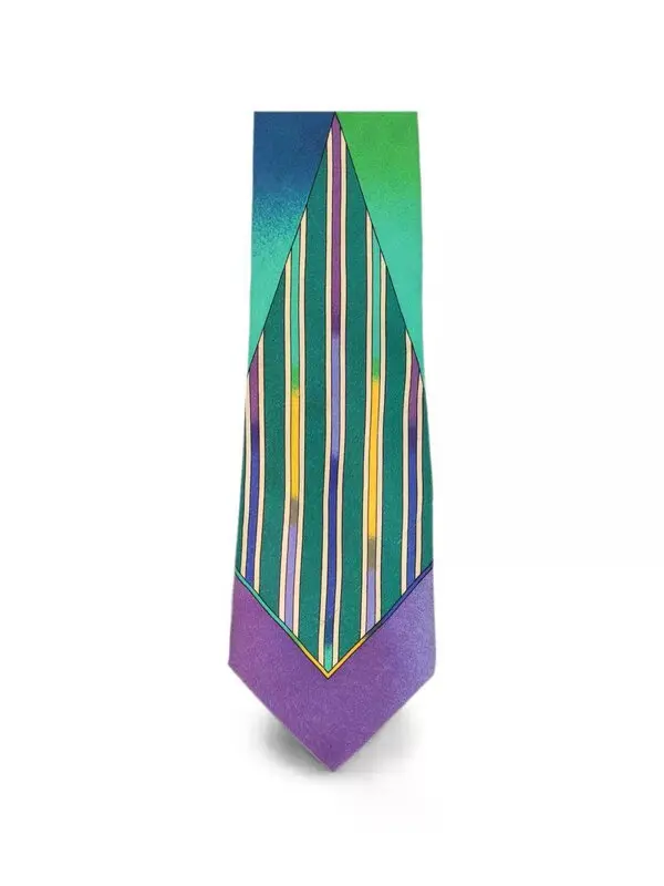 Versace Geometric-print Striped Tie