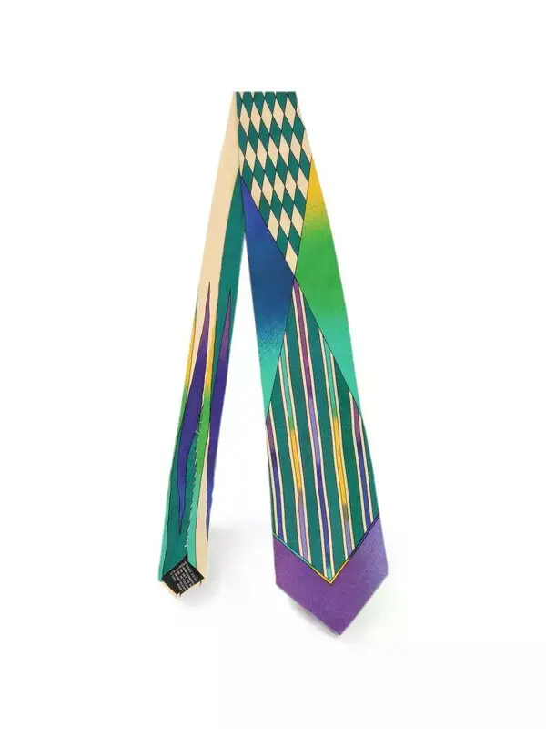 Versace Geometric-print Striped Tie