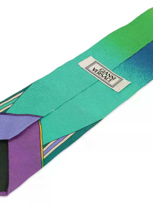 Versace Geometric Print Neck Tie - Green