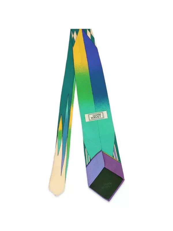 Versace Geometric Print Neck Tie - Green