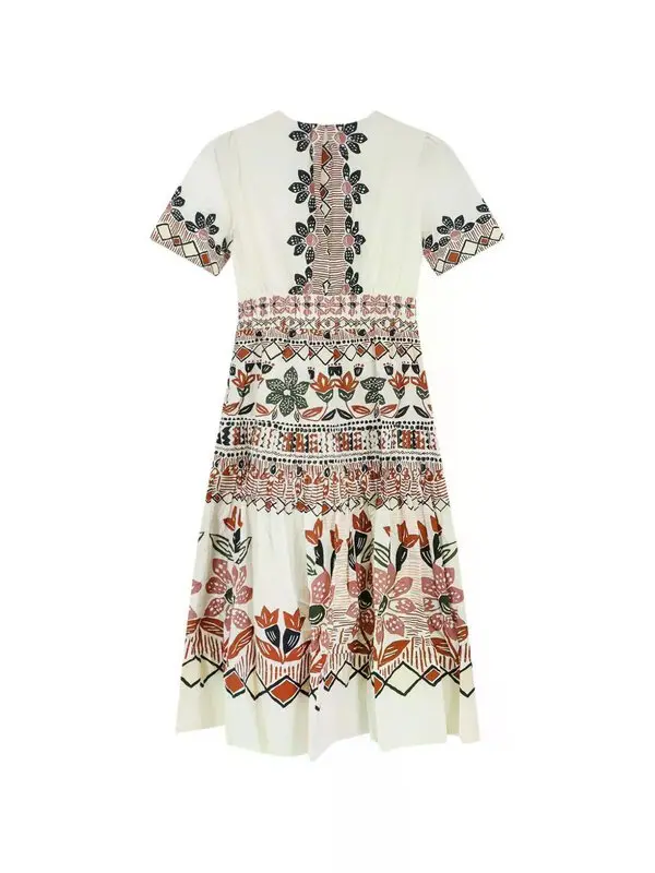 Farm Rio Off-white Rustic Flowers Short Sleeve Maxi Dress - Neutrals