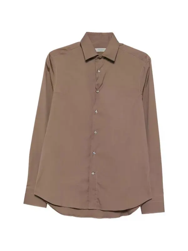 Canali Spread-collar Long-sleeve Shirt