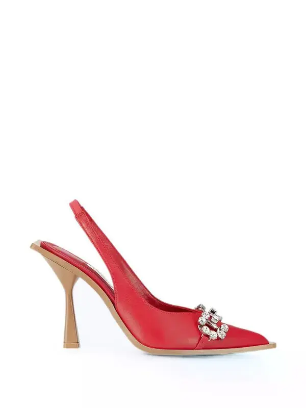 GOD SAVE QUEENS Crystal-embellished Slingback Pumps - Red