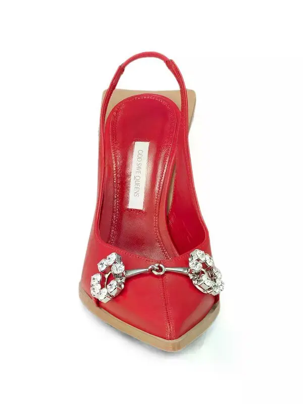 GOD SAVE QUEENS Crystal-embellished Slingback Pumps
