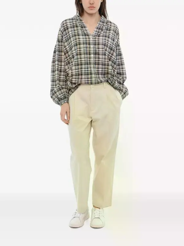 Woolrich Checked V-neck Blouse