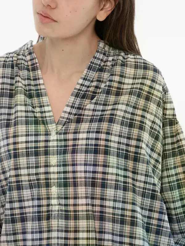 Woolrich Checked V-neck Blouse