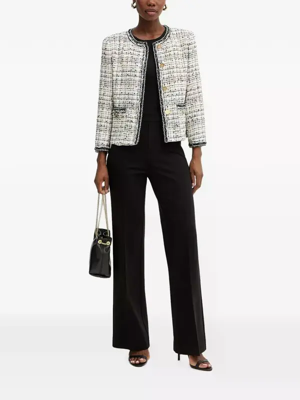 Luisa Spagnoli Textured Tweed Jacket With Gold-tone Logo Buttons