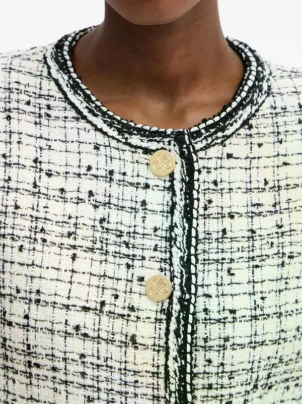 Luisa Spagnoli Textured Tweed Jacket With Gold-tone Logo Buttons