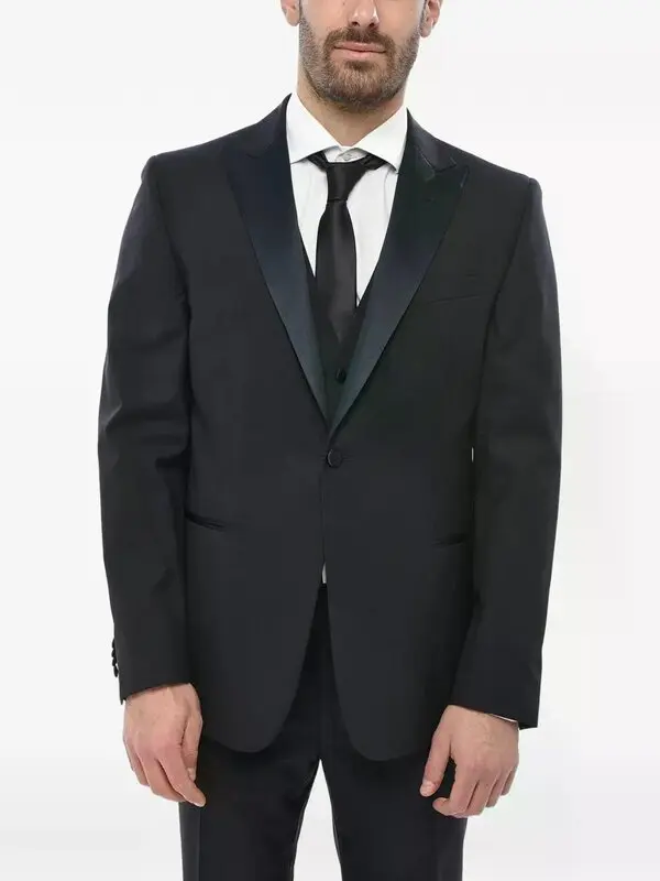 Corneliani Satin-lapel Three-piece Suit - Black