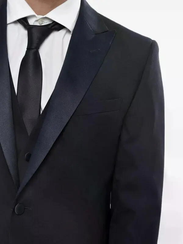Corneliani Satin-lapel Three-piece Suit - Black