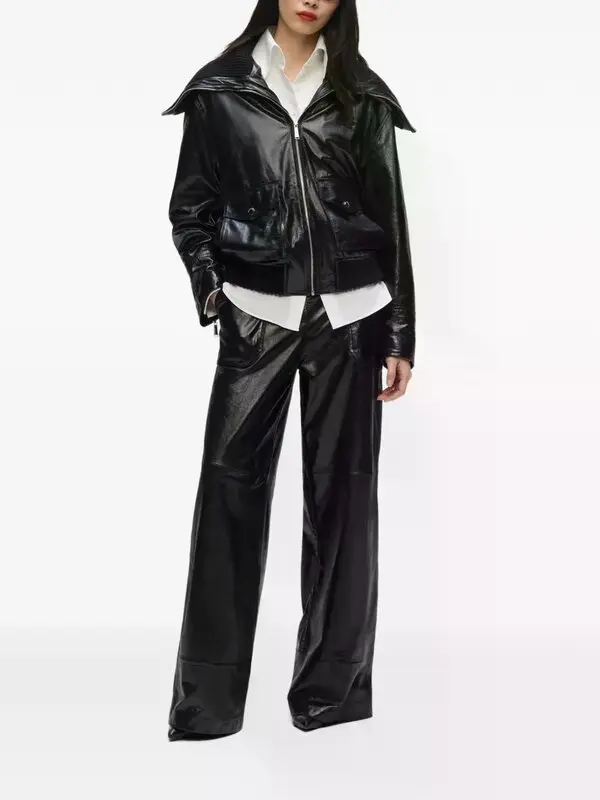 Karl Lagerfeld Wide-leg Leather Pants - Black