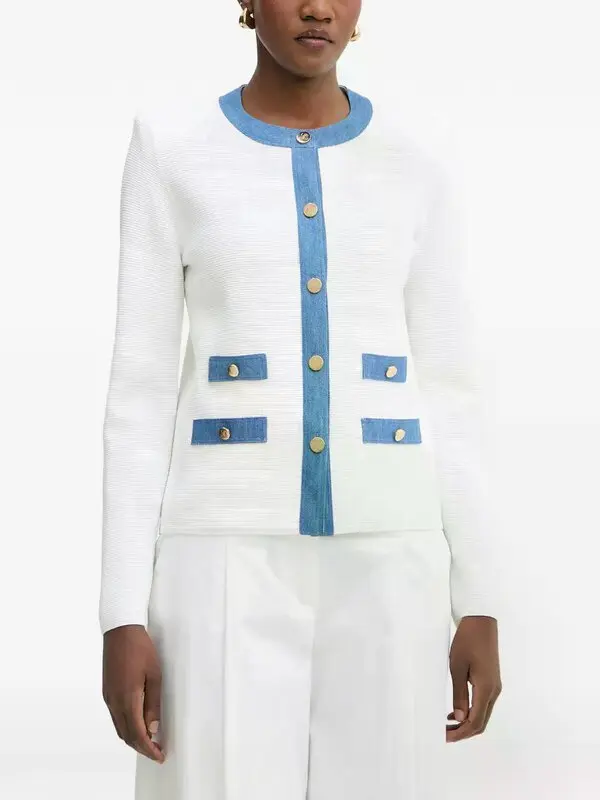 Luisa Spagnoli Denim-trimmed Button-up Cardigan