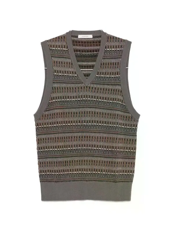 LEMAIRE V-neck Jacquard-knit Vest