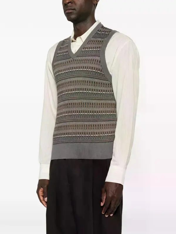 LEMAIRE V-neck Jacquard-knit Vest