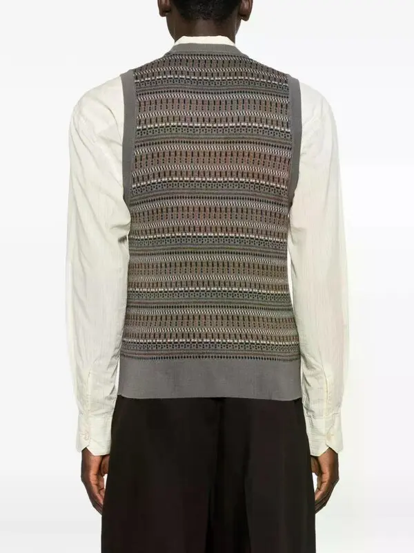 LEMAIRE V-neck Jacquard-knit Vest