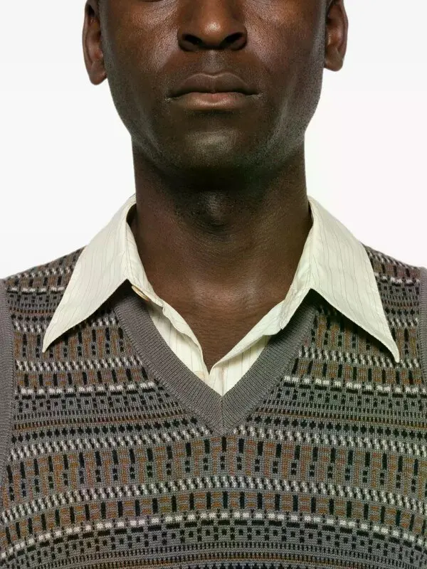 LEMAIRE V-neck Jacquard-knit Vest