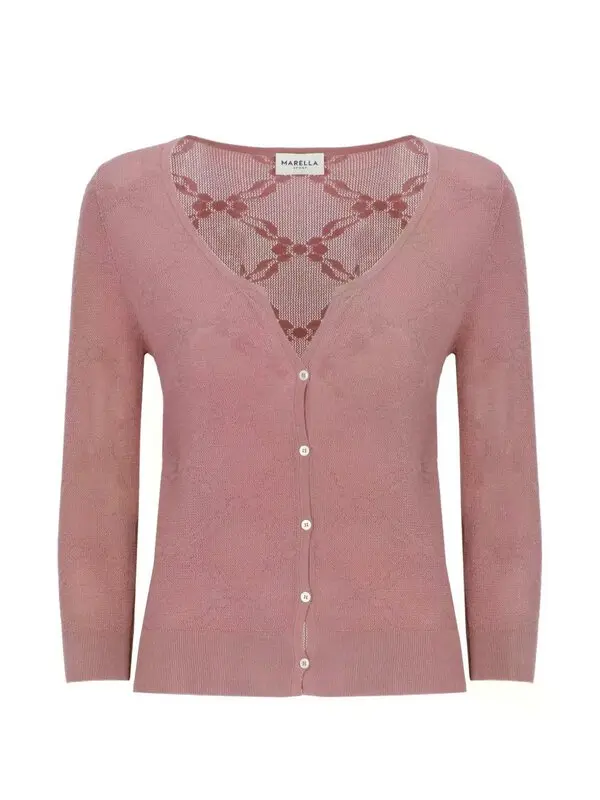 Marella Floral-embroidered V-neck Cardigan - Pink
