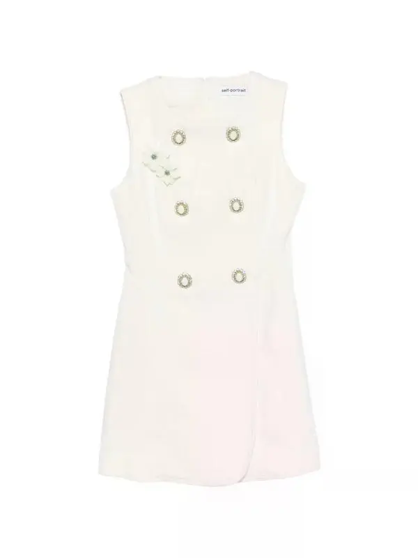 SELF-PORTRAIT Floral Appliqué Mini Dress - Neutrals