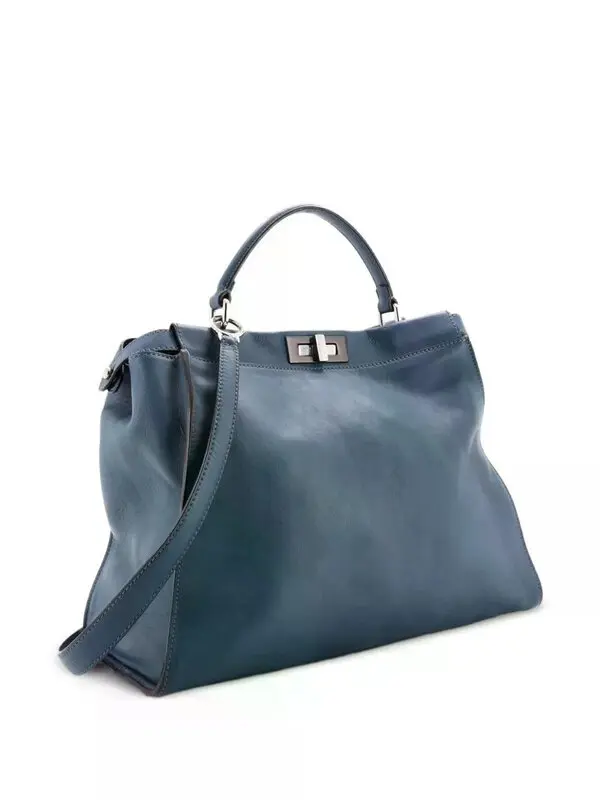 Fendi Peekaboo Rigid Leather Large Satchel - Blue