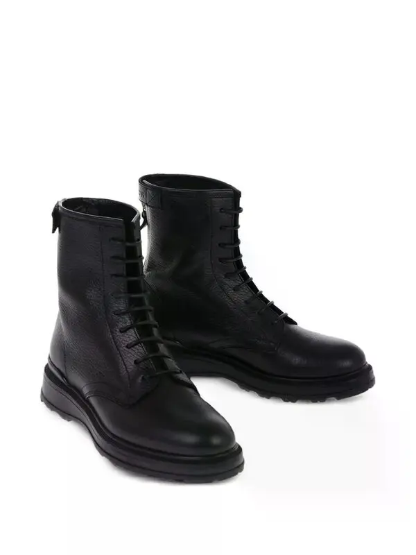 Woolrich Hammered Leather Lace-up Boots - Black