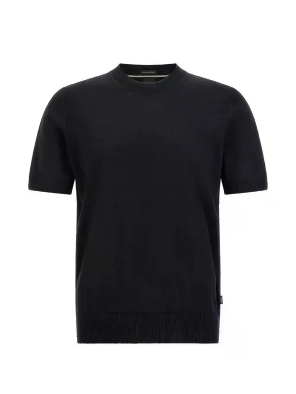 BOSS Short-sleeved Knit T-shirt In Merino Wool