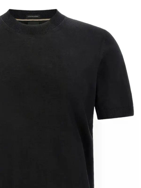 BOSS Short-sleeved Knit T-shirt In Merino Wool
