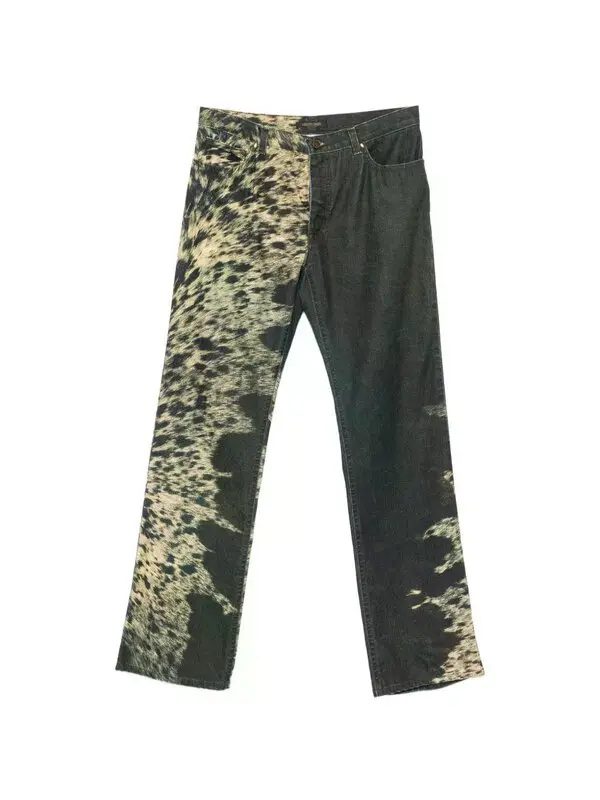 Roberto Cavalli 2000s Animal Print Paneled Jeans