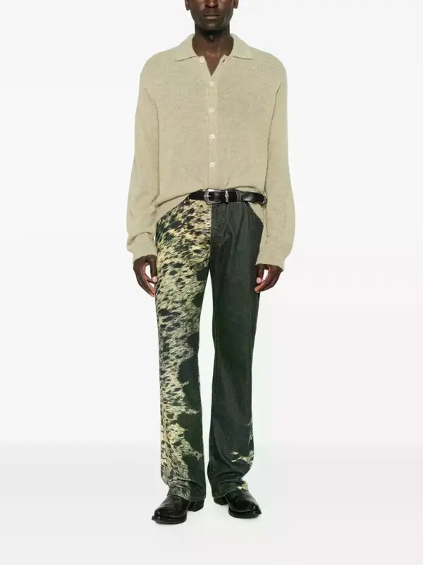 Roberto Cavalli 2000s Animal Print Paneled Jeans