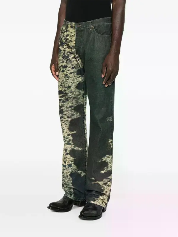 Roberto Cavalli 2000s Animal Print Paneled Jeans
