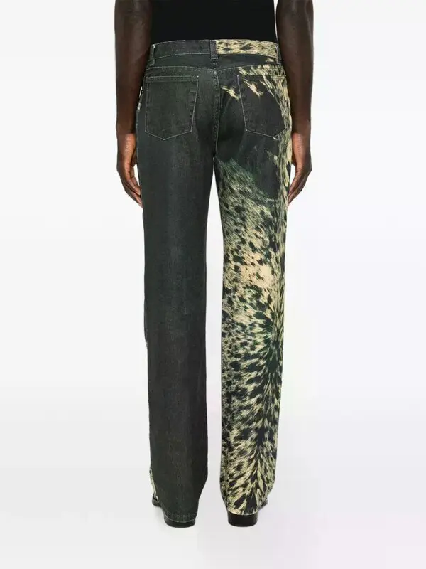Roberto Cavalli 2000s Animal Print Paneled Jeans