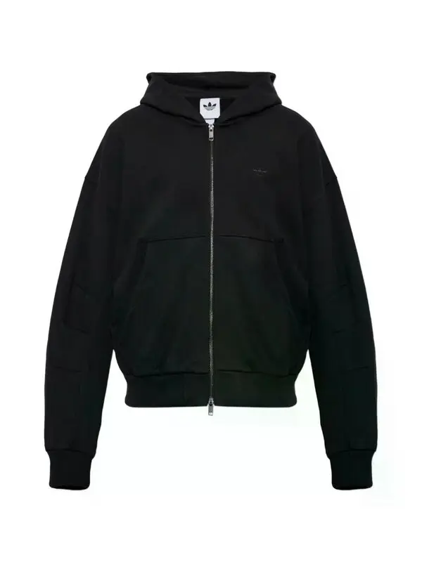 Adidas Premium Essentials Cropped Full-zip Hoodie - Black