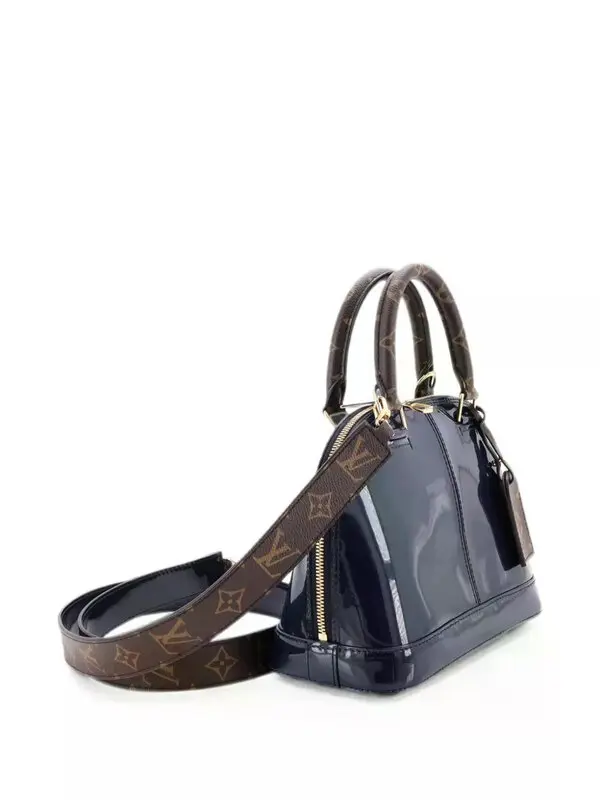 LOUIS VUITTON Alma Handbag Vernis Monogram Canvas Bb Satchel - Blue