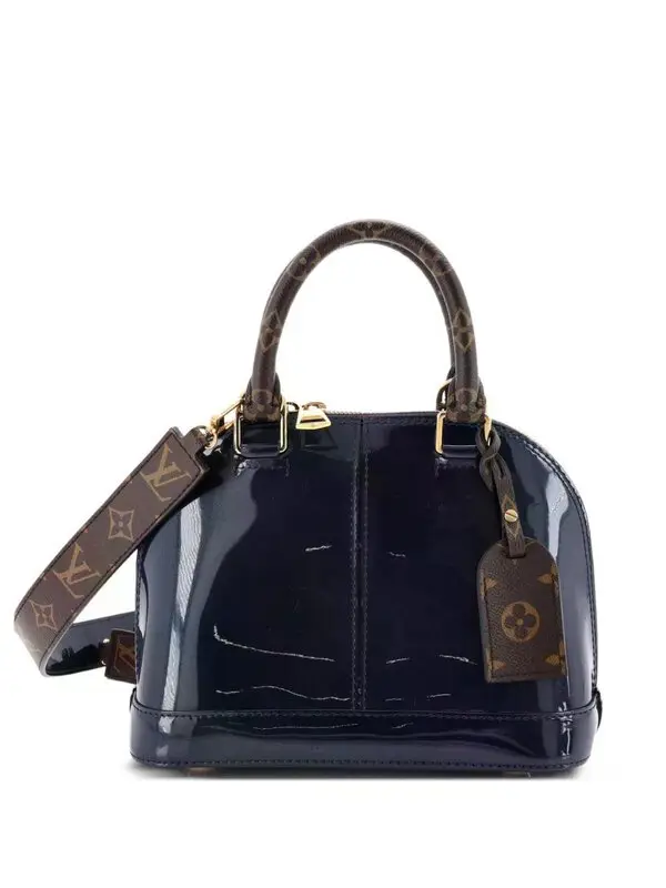 LOUIS VUITTON Alma Handbag Vernis Monogram Canvas Bb Satchel - Blue
