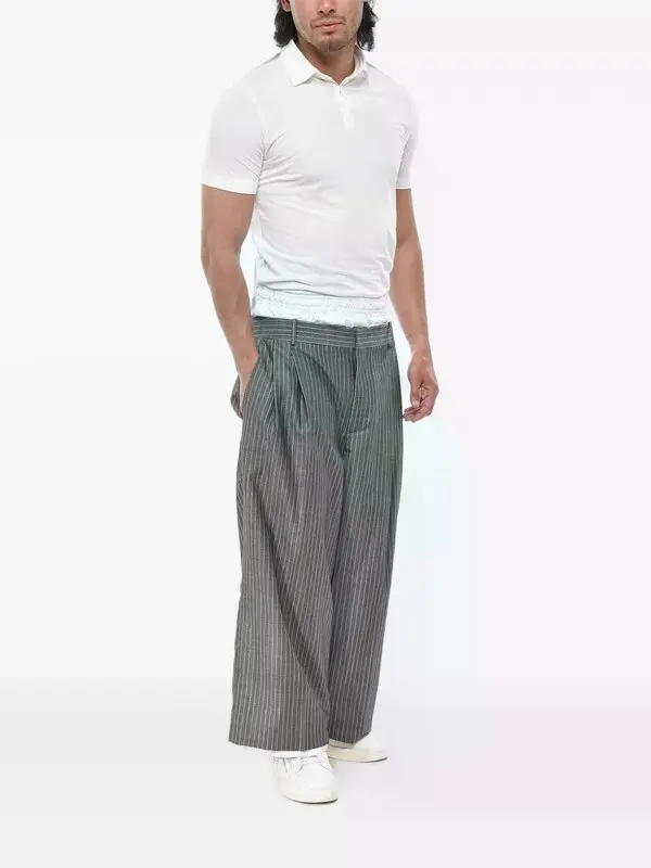 HED MAYNER Pinstriped Pleated Trousers - Grey