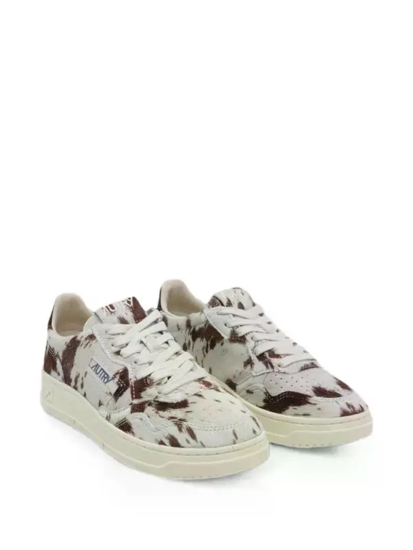 AUTRY Pony Fur Cow-print Lace-up Sneakers